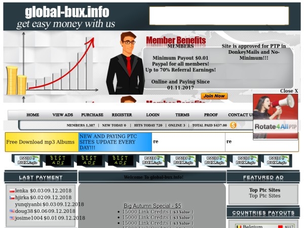 Global-bux - PTC (Paid To Click) - Online Money World